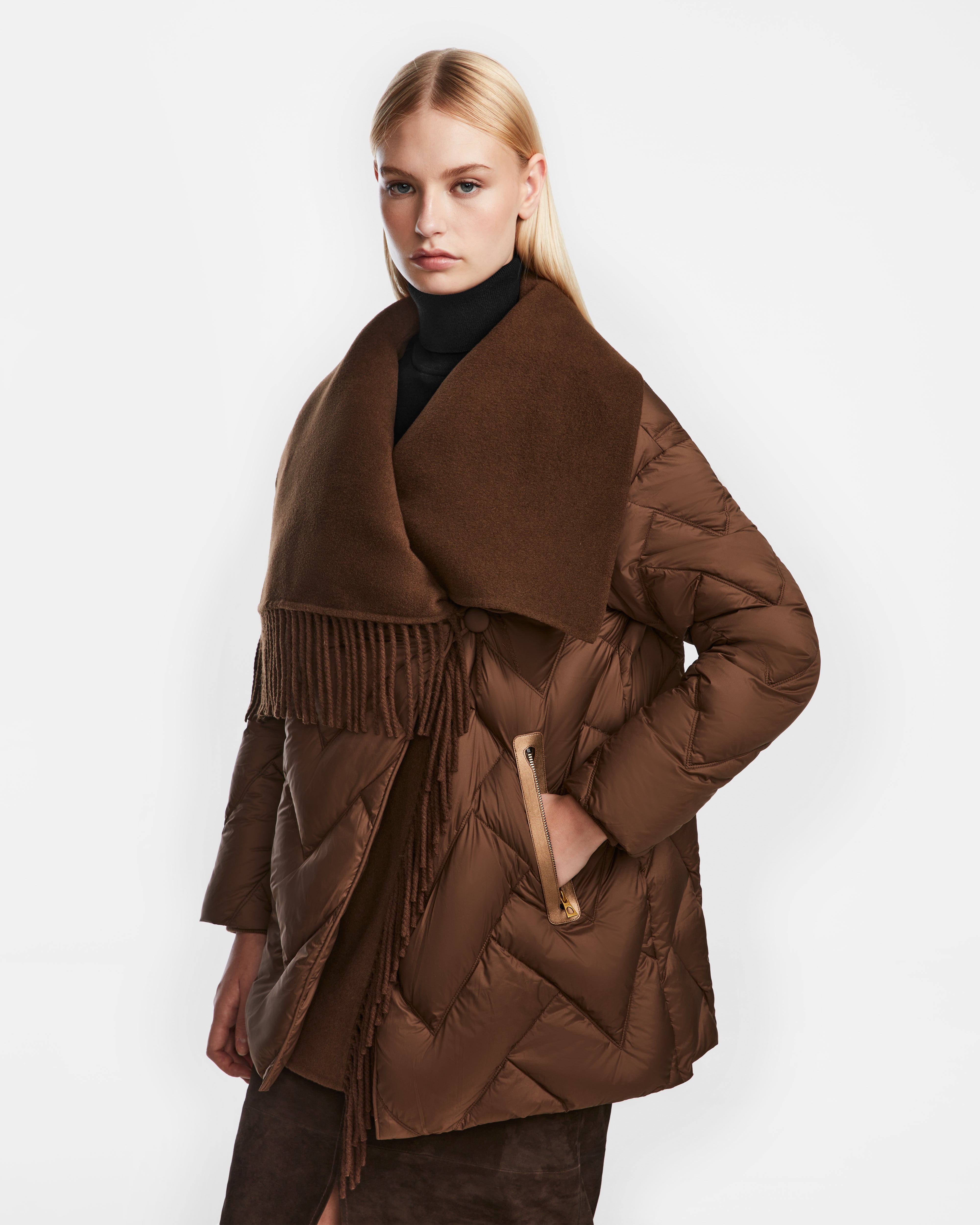 ANNE MARIE Women's Western Quilted Down & Wool Fringe Jacket – Rudsak