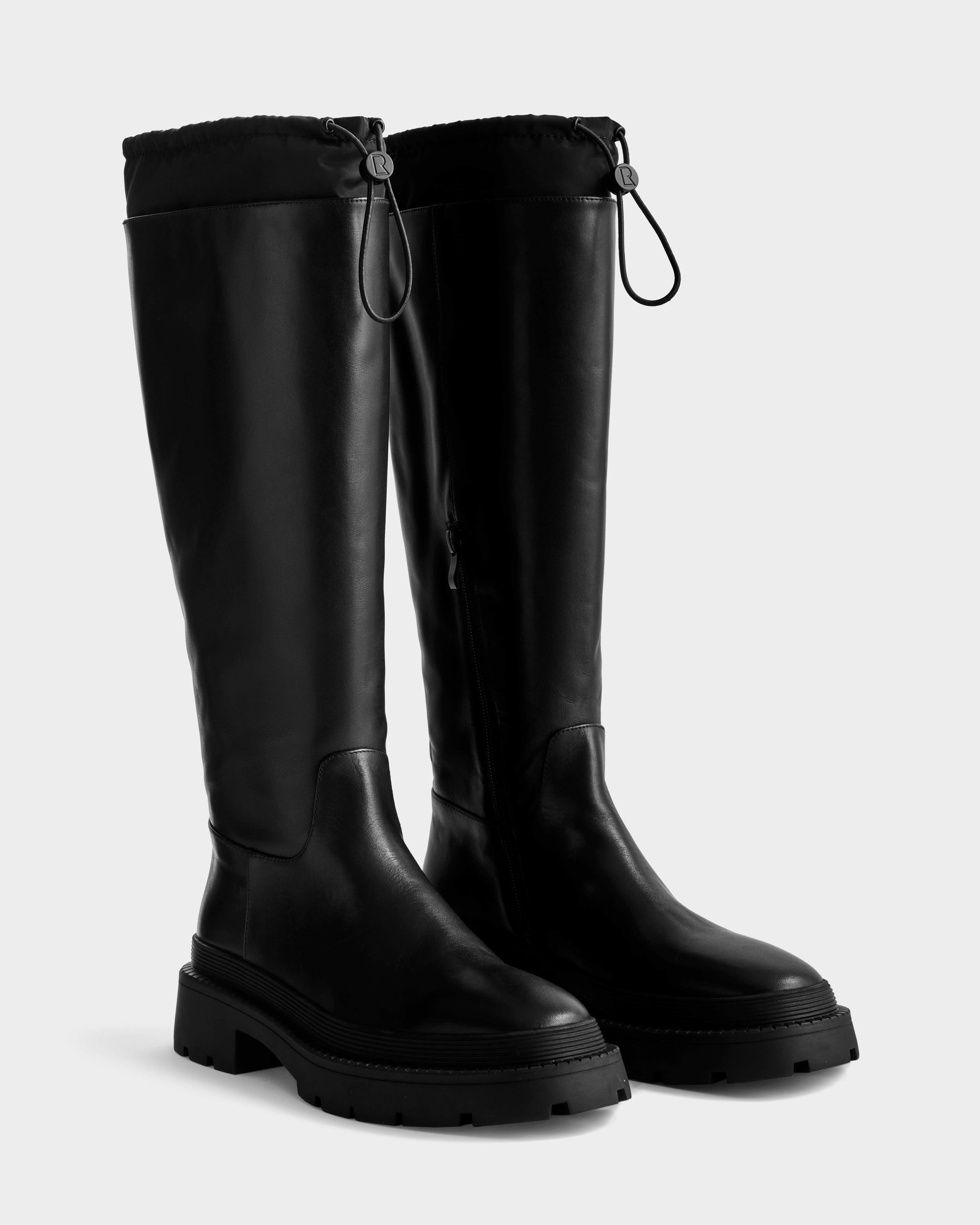 RUDSAK KAROL Women's High Leather Boots - Chunky Sole & Grip – Rudsak