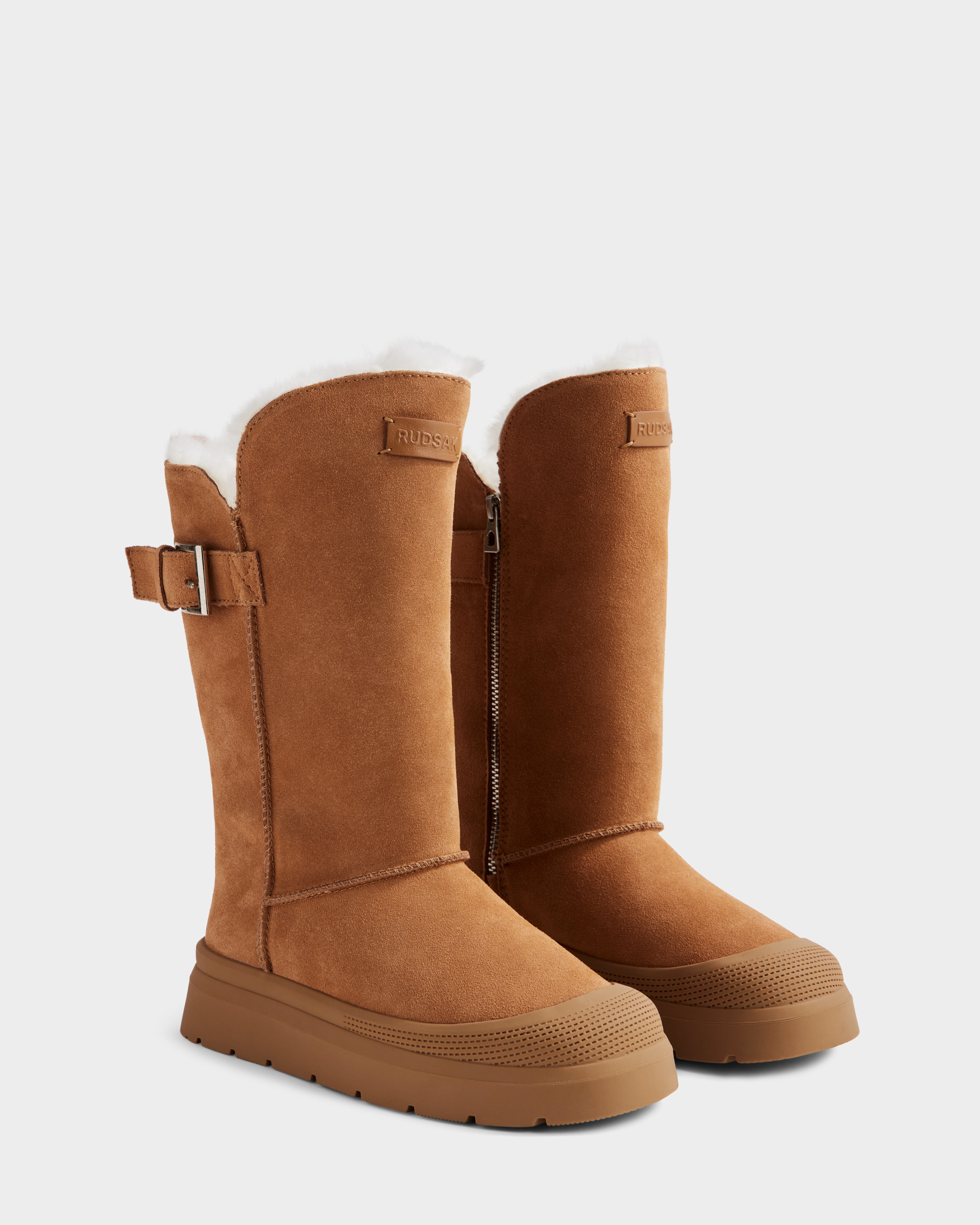 RUDSAK KLAIR Women's Suede Mid Boots | Warm Wool Lining & Comfort – Rudsak