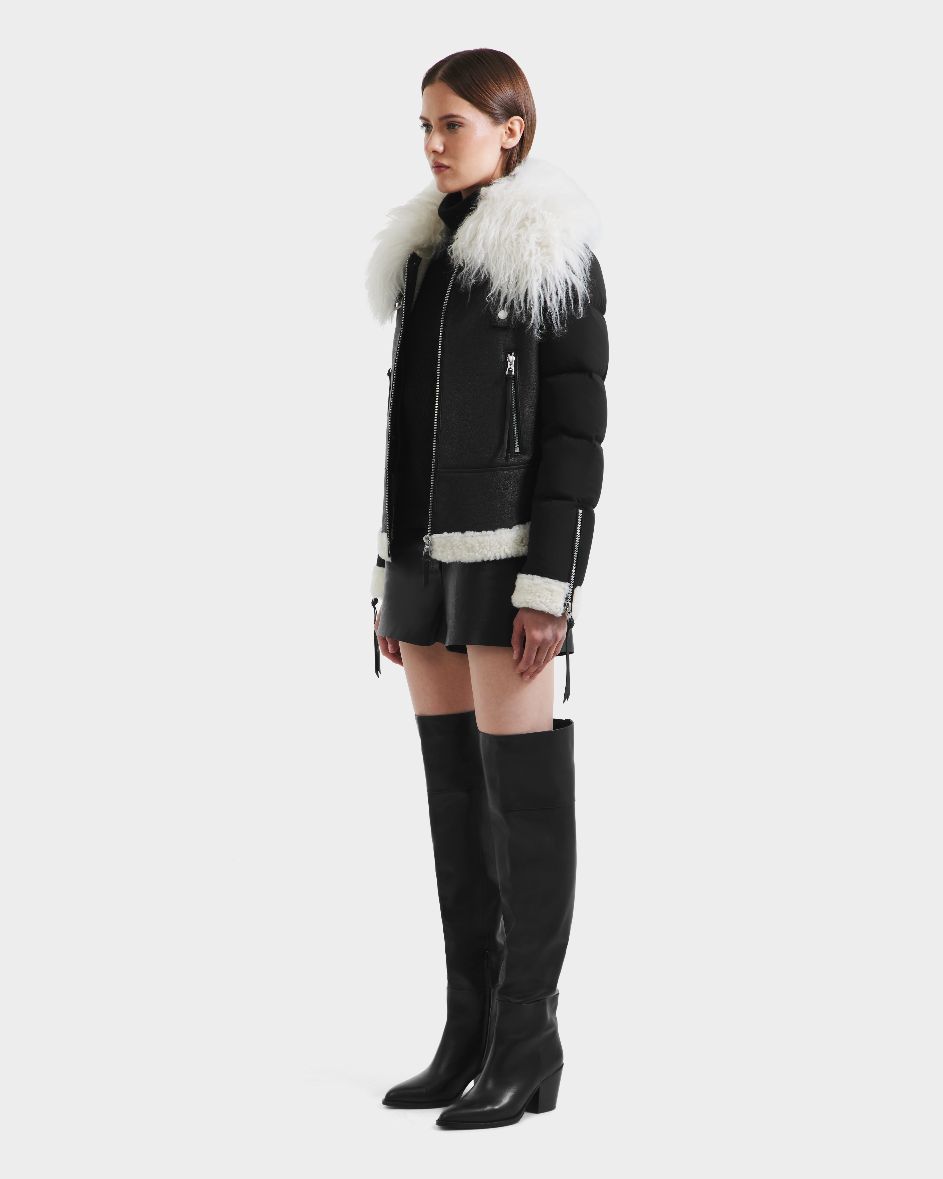 MONKA Women's Shearling Combo Jacket | Down Warmth & Bold Style – Rudsak