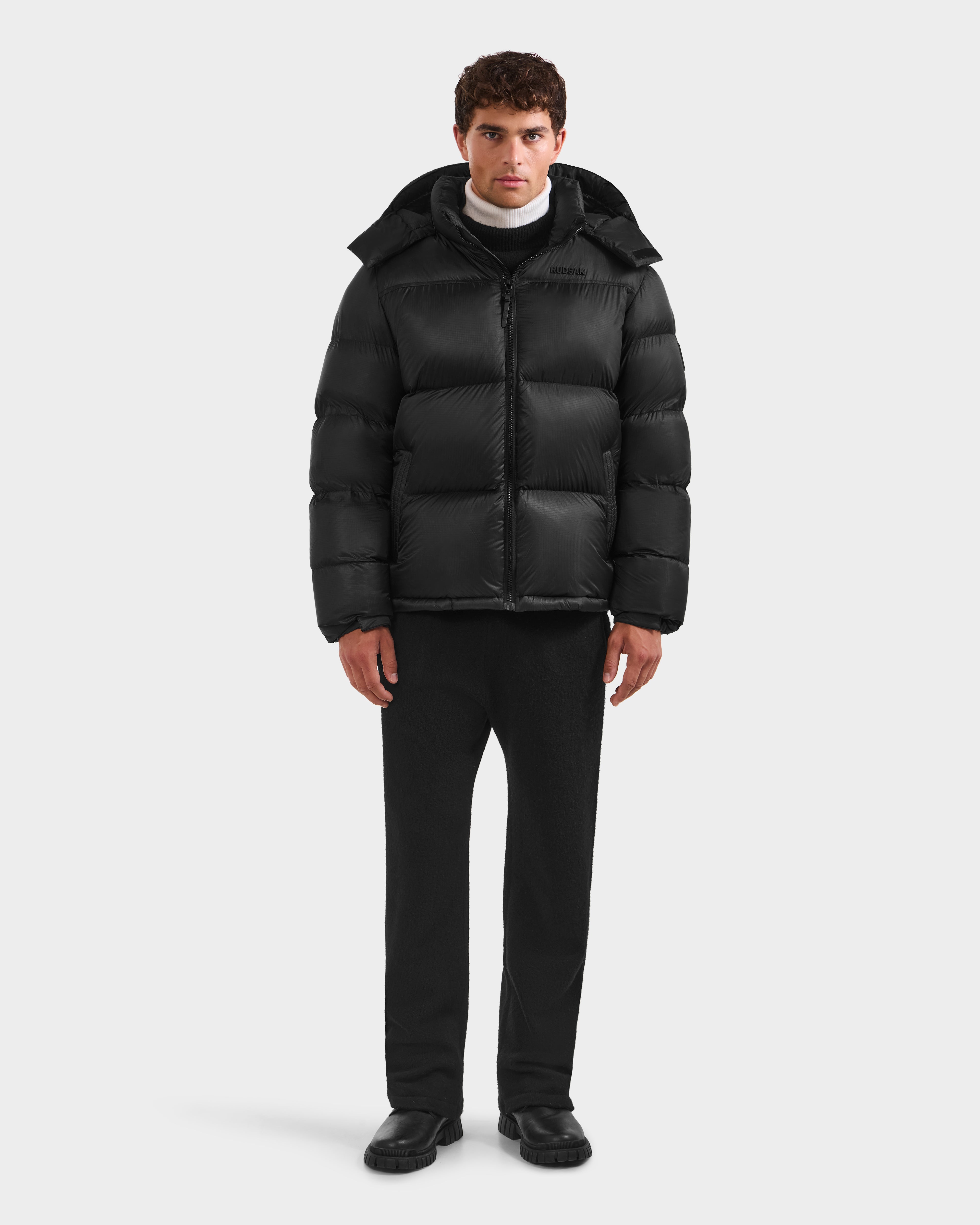 RUDSAK STEFANO Men's Quilted Down Puffer Jacket Black - Warm & Light ...