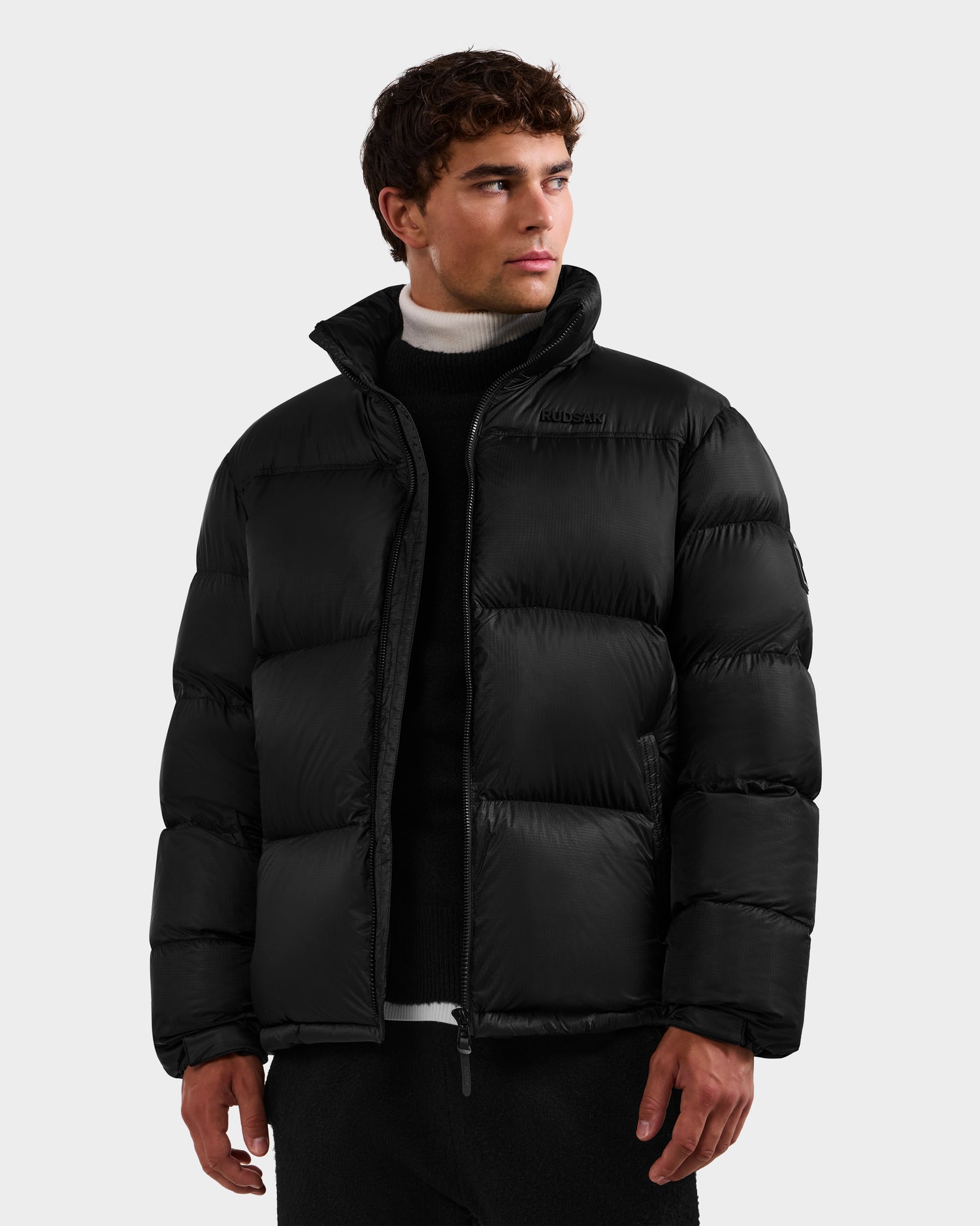 RUDSAK STEFANO Men's Quilted Down Puffer Jacket Black - Warm & Light ...
