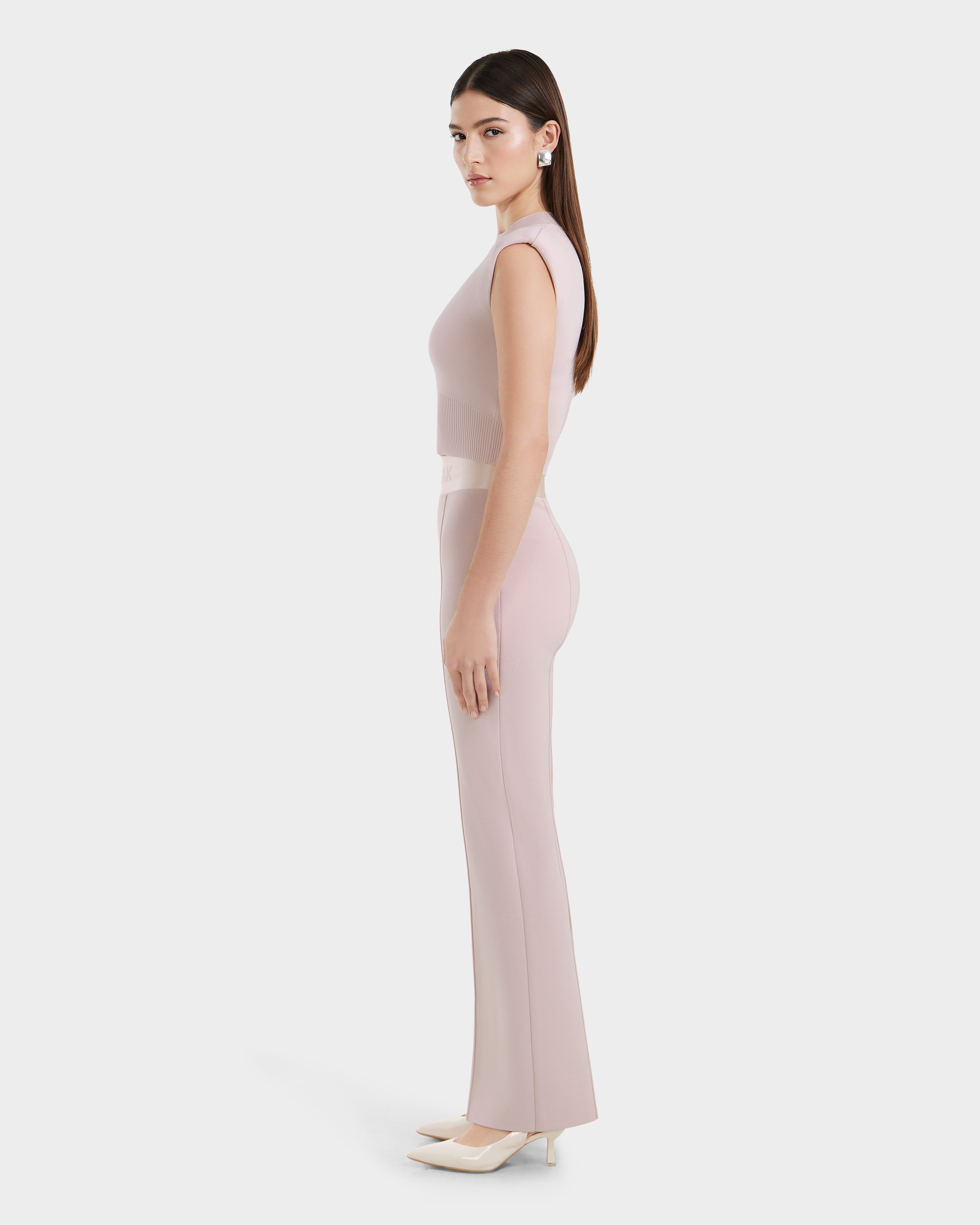ANGIE RUDSAK Light Pink Wide-Leg Pants | High-Waisted Comfort – Rudsak