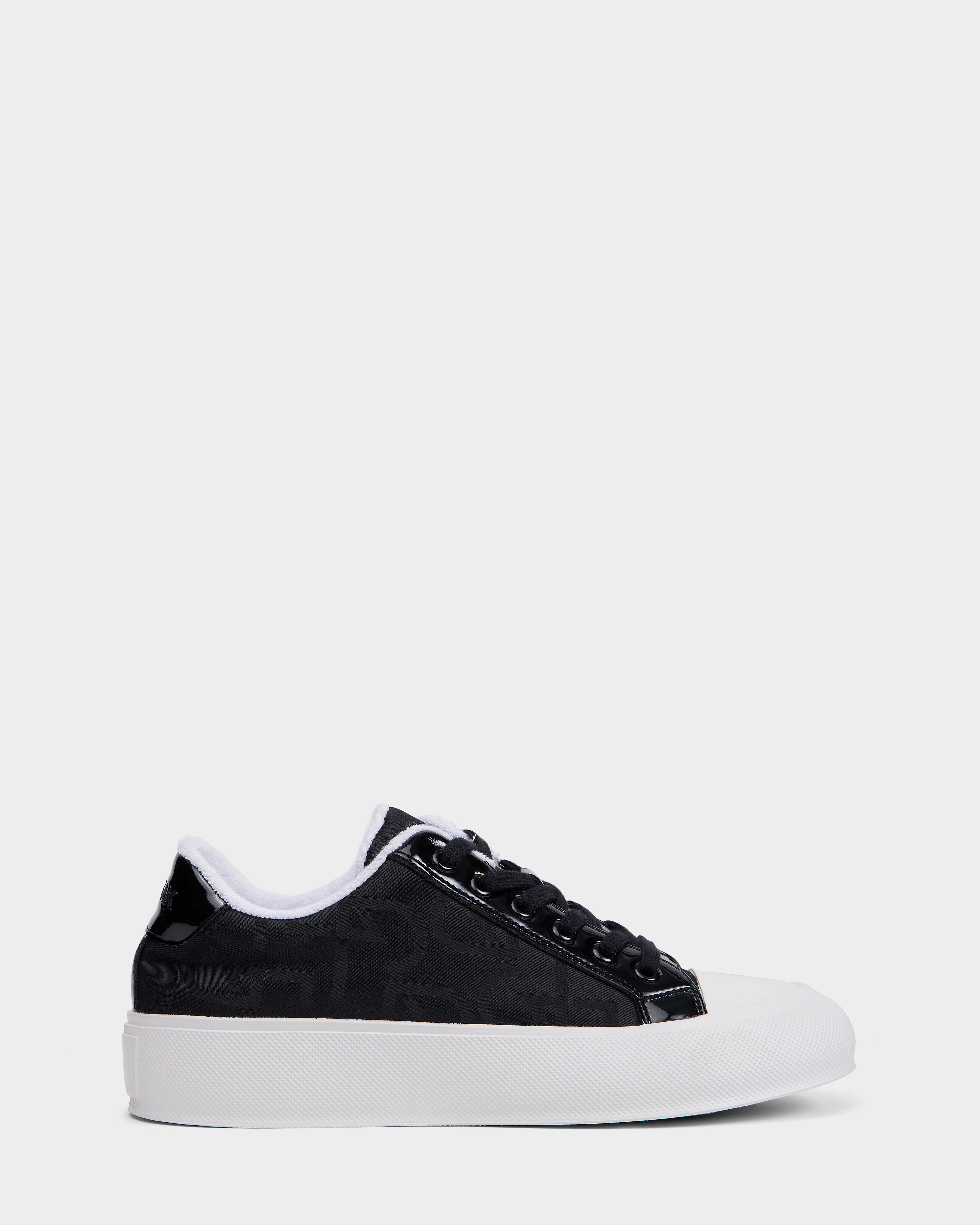 RUDSAK RIMA Women's Black Platform Sneakers | Monogram Vegan Leather ...
