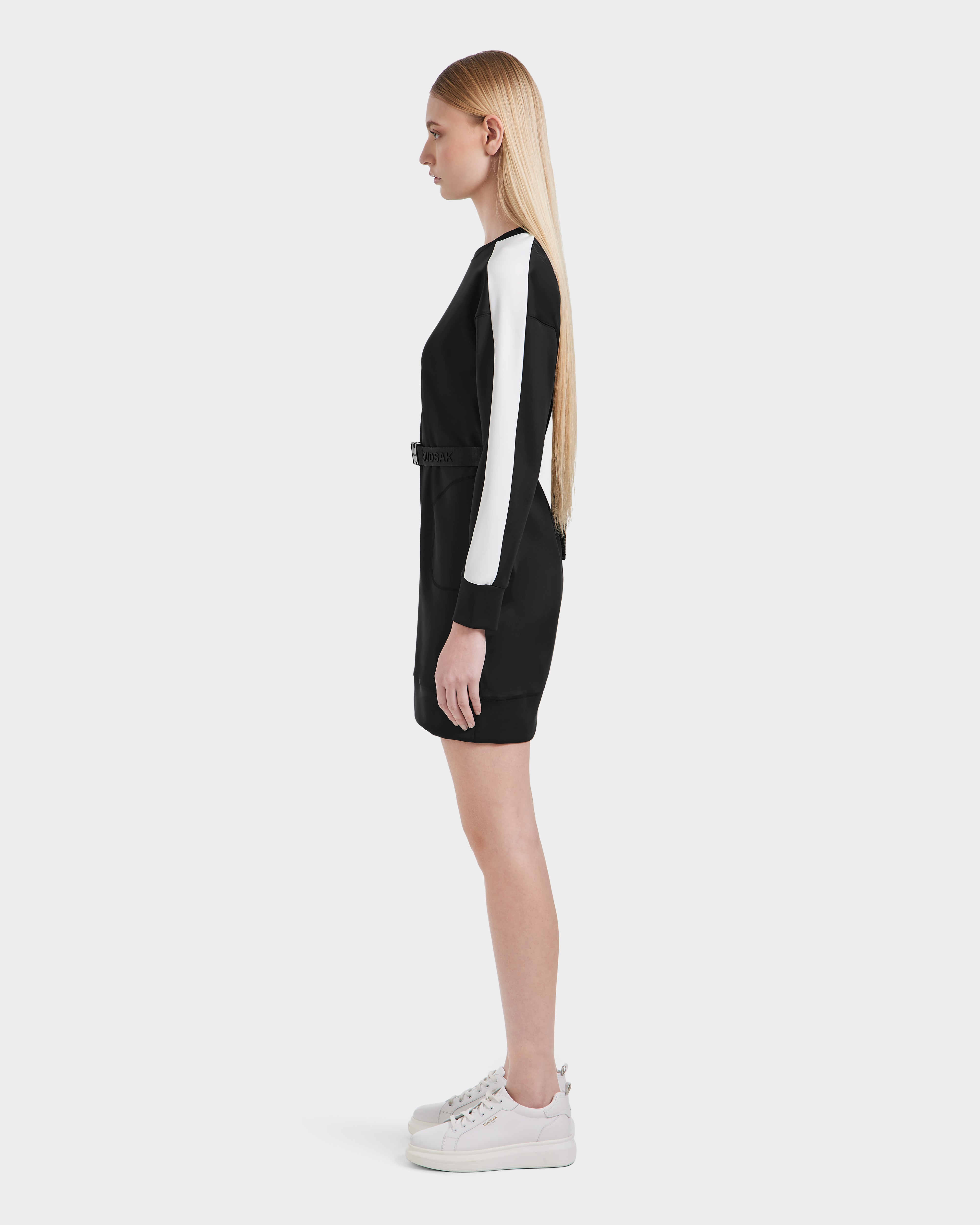 SETA Women's Black Relaxed Dress - Side Stripe & Versatile Style – Rudsak